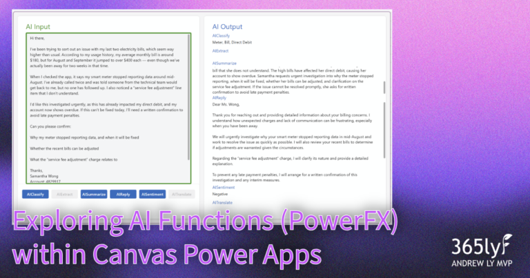 Exploring AI Functions (PowerFX) within Canvas Power Apps - 365 ...